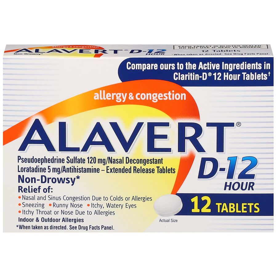 Alavert Nasal Decongestant D-12 Allergy & Congestion Tablets | Walgreens