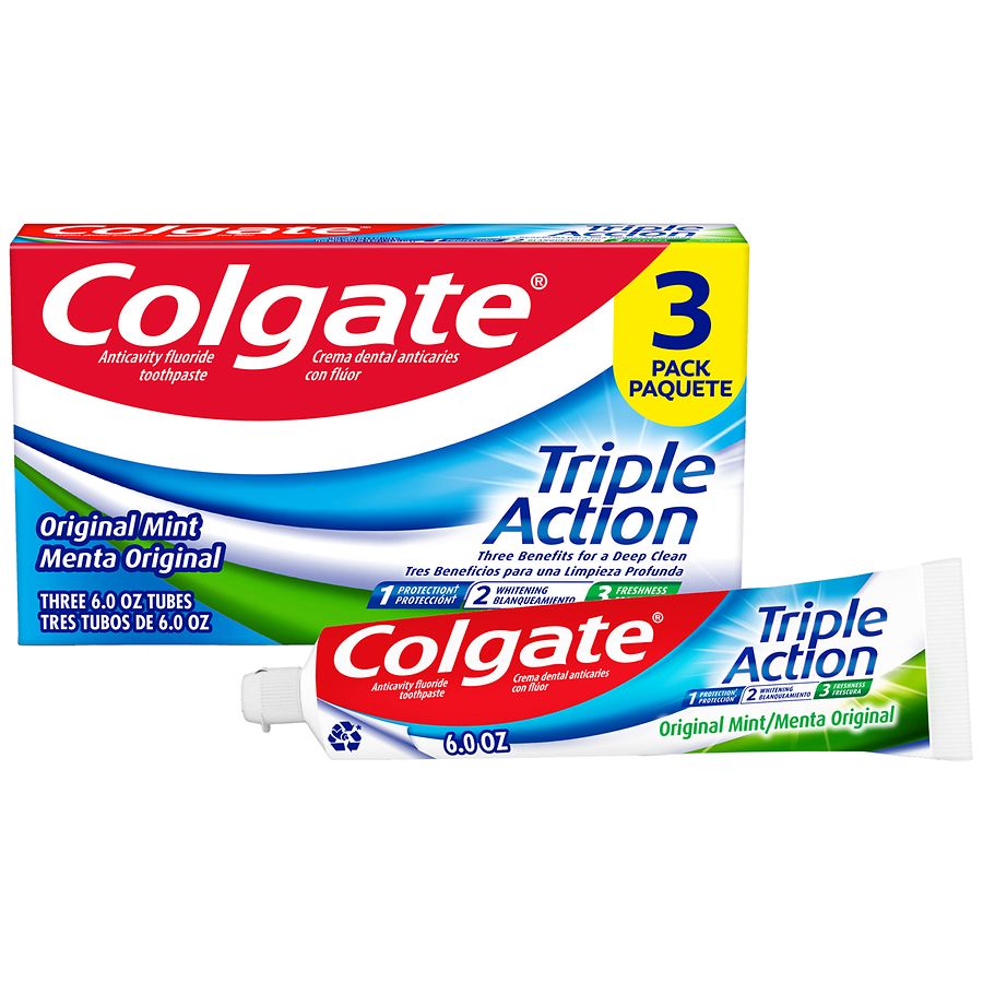 Colgate Triple Action Toothpaste Original Mint | Walgreens