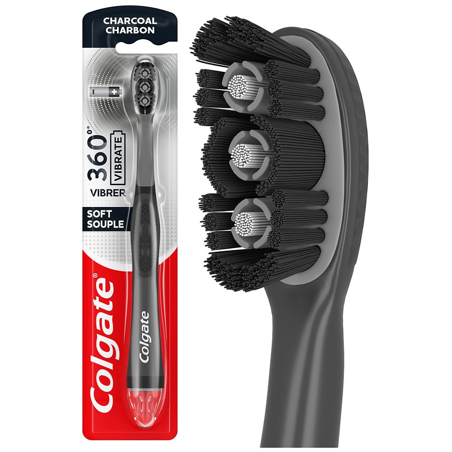 Colgate 360 Charcoal Sonic Battery Powered Soft Toothbrush Charcoal ...