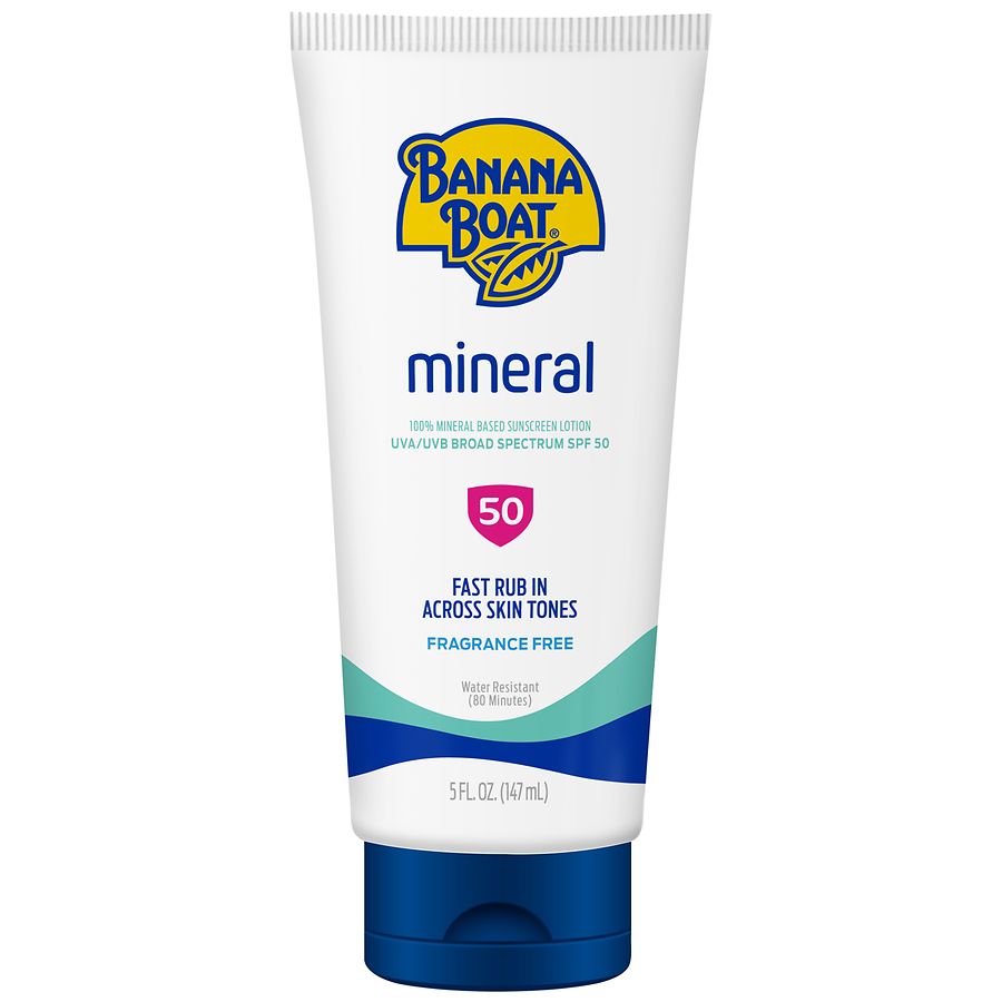 Banana Boat Mineral UVA/UVB SPF 50, Fragrance-Free, Water-Resistent ...