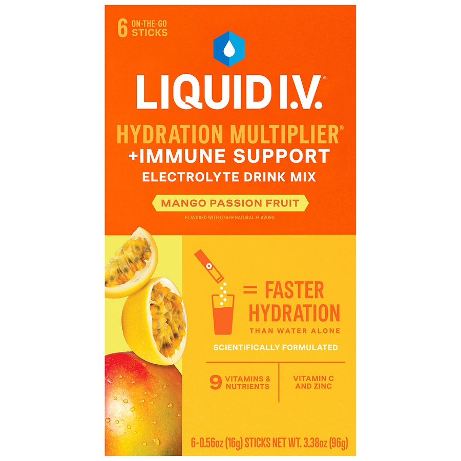 Liquid I.V. Hydration Multiplier + Immune Support Powder Packets Mango ...