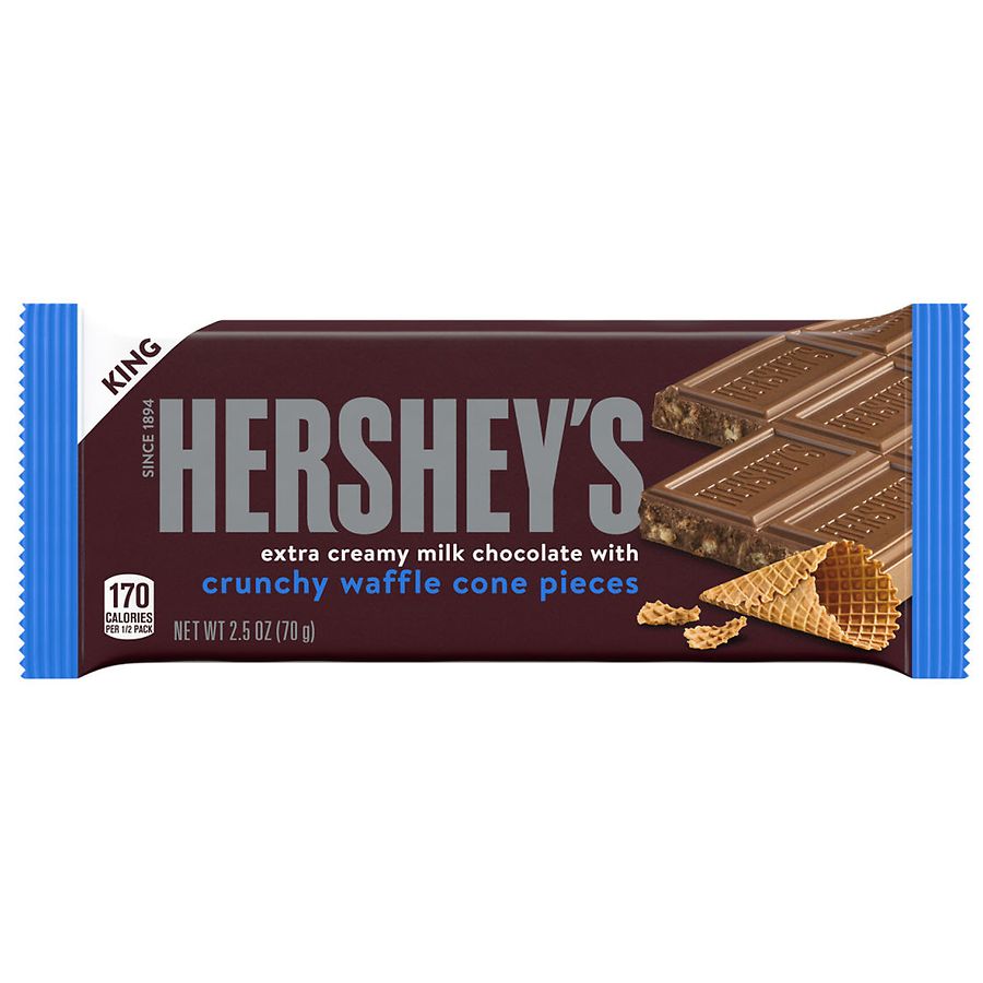 HERSHEY'S King Size Chocolate Candy Bar with Crunchy Waffle Cone Pieces ...