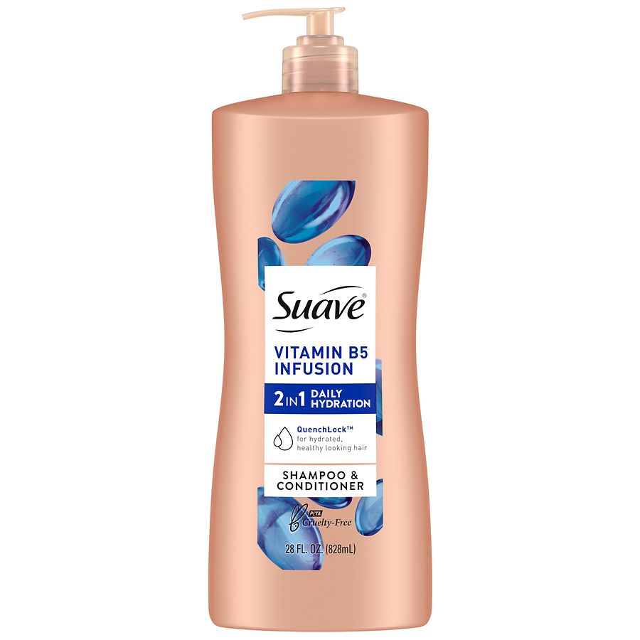 Suave Shampoo & Conditioner Daily Hydration with Vitamin B5 Infusion ...