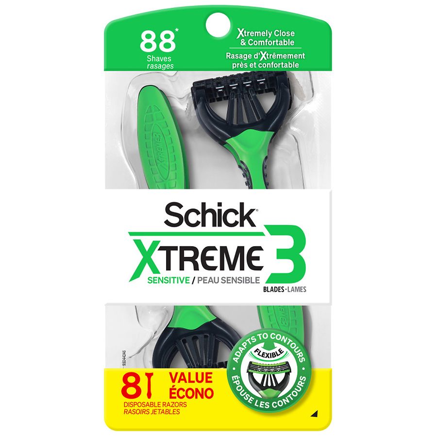 Schick Xtreme 3 Disposable 3-Blade Razors for Men Sensitive Skin ...
