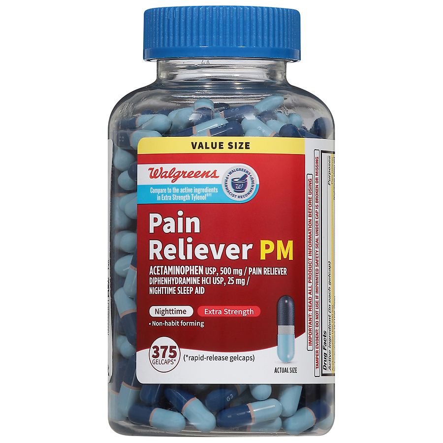 Walgreens Pain Reliever PM Extra Strength Rapid Release Gelcaps | Walgreens