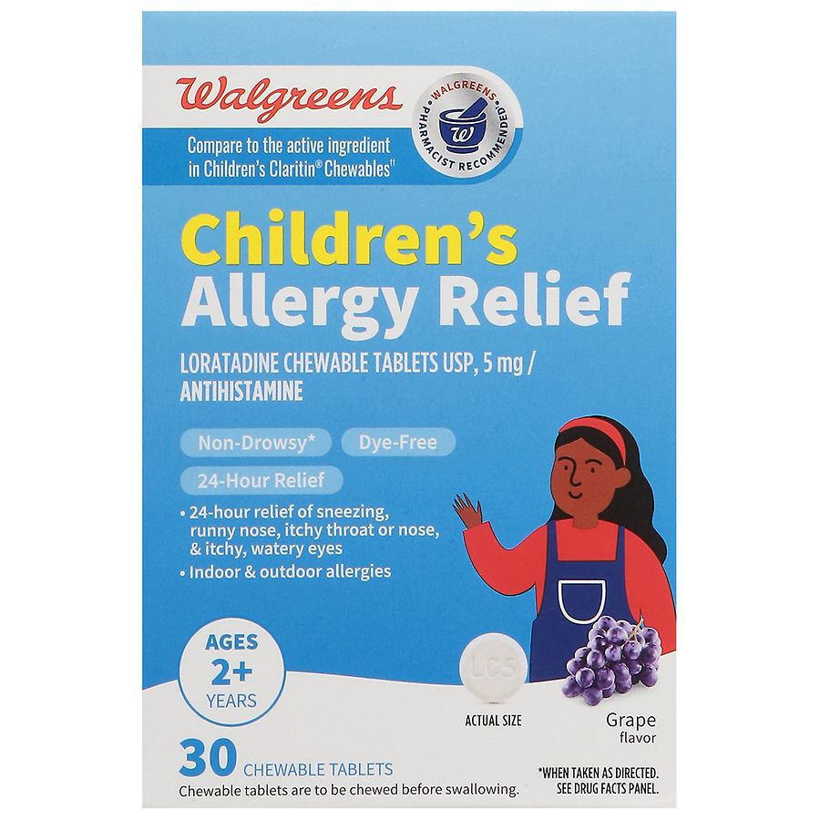 Walgreens Children's Allergy Relief Loratadine Dye-Free Chewable ...