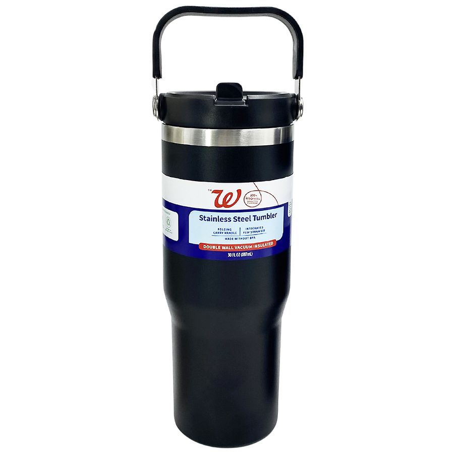 Walgreens Double Wall Stainless Steel Bottle with Flip Straw Lid ...