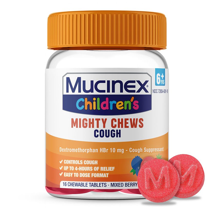Mucinex Children's Mighty Chews - Medicated Kids Cough Medicine, Cough ...