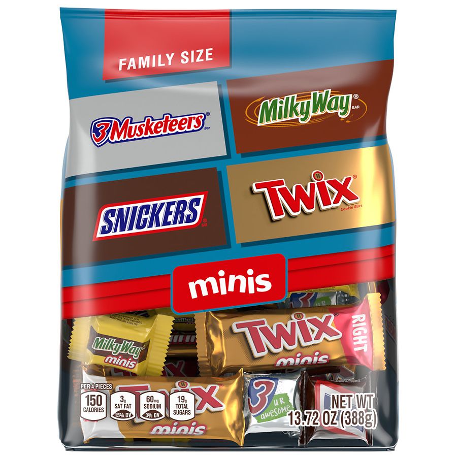 Mars Fun Size Variety Pack Minis Size Candy Bars 3 Musketeers, Milky ...