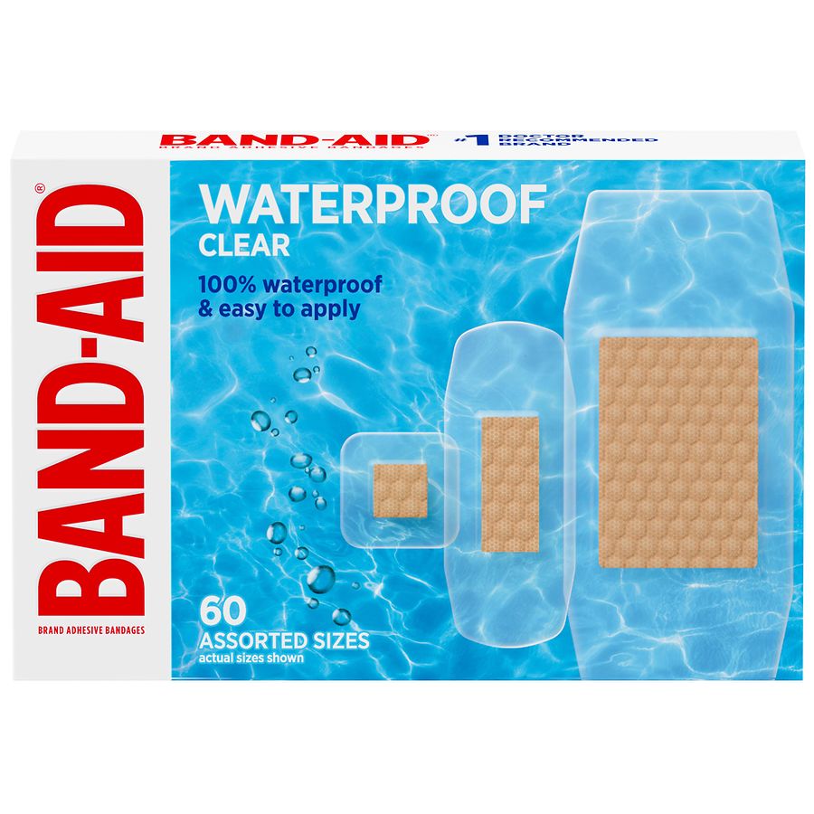 Band-Aid Clear Waterproof Adhesive Bandages, Assorted Assorted Clear ...