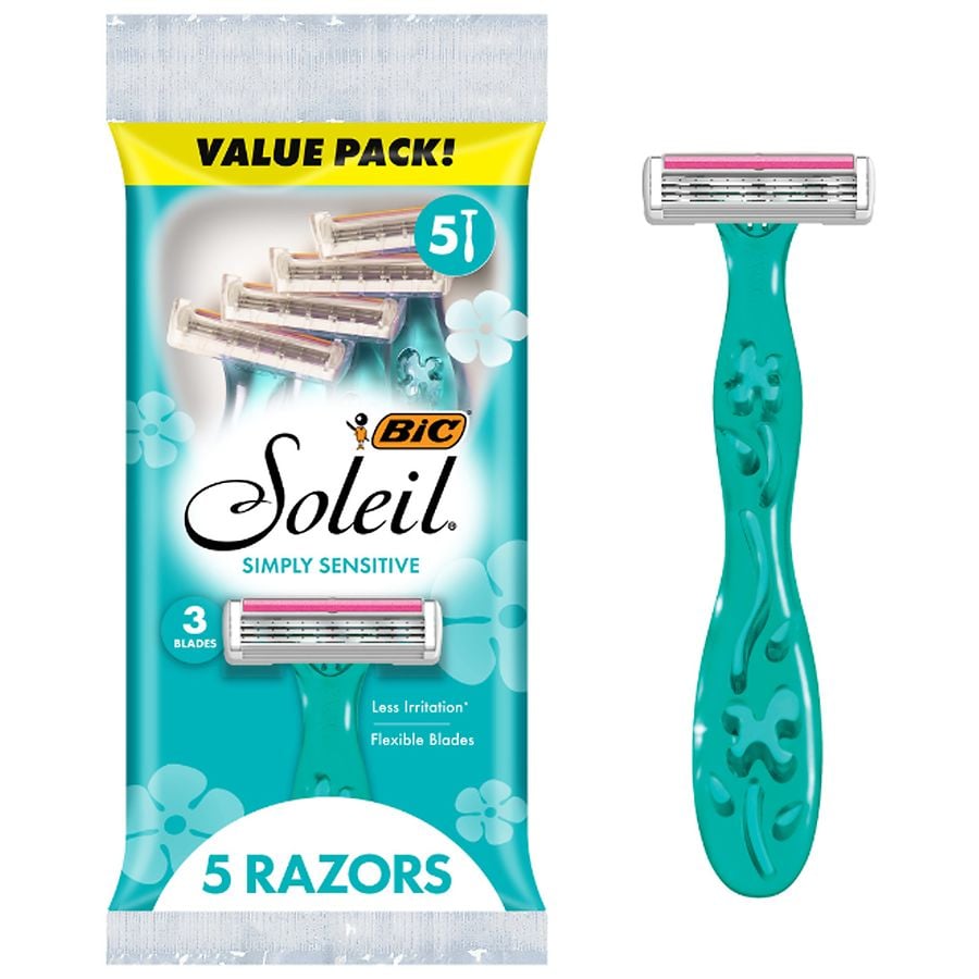 BIC Soleil Women's Disposable 3 Blade Razors, Soothing Moisture Strip ...