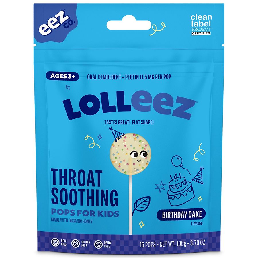 LOLLEEZ Throat Soothing Pops For Kids Birthday Cake | Walgreens