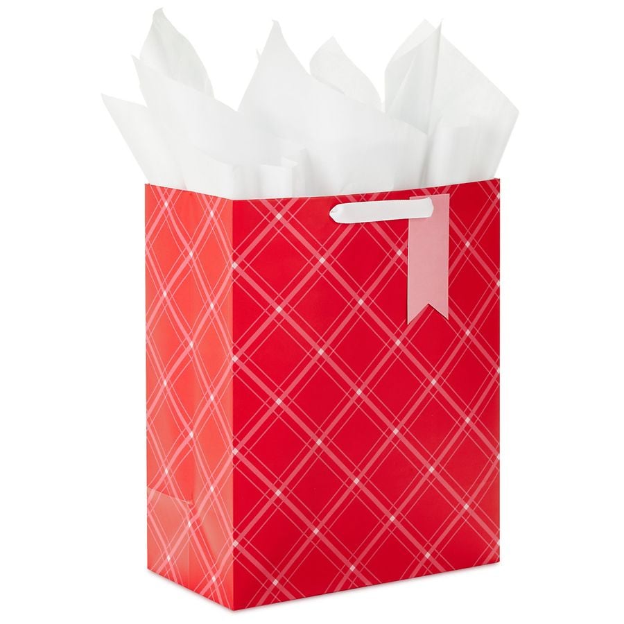 Hallmark Valentine's Day Gift Bag With Tissue Paper (Red Plaid) | Walgreens