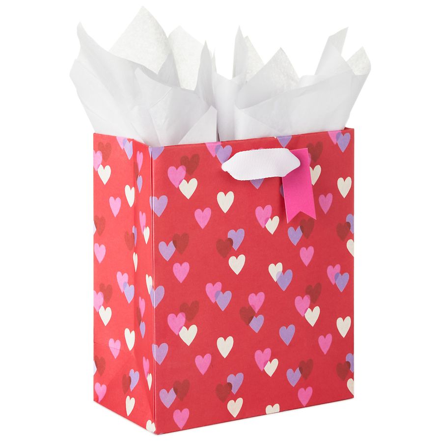 Hallmark Valentine's Day Gift Bag With Tissue Paper (Mini Hearts on Red ...