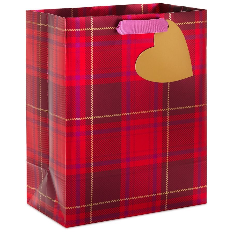 Hallmark Valentine's Day Gift Bag (Metallic Red Plaid) | Walgreens