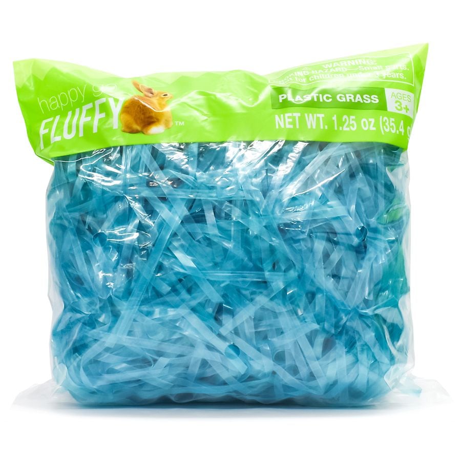 Happy Go Fluffy Plastic Easter Basket Grass, Blue | Walgreens
