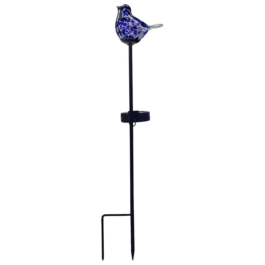 Festive Voice Garden Party Glass Bird Solar Garden Stake Assorted ...