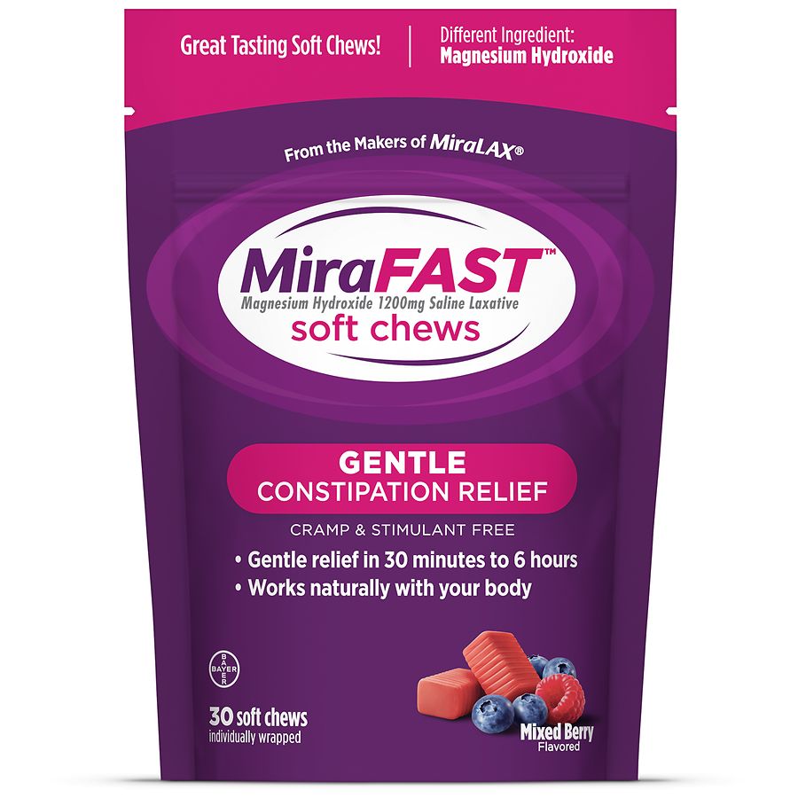 MiraLAX Soft Chews, Gentle Constipation Relief Mixed Berry | Walgreens