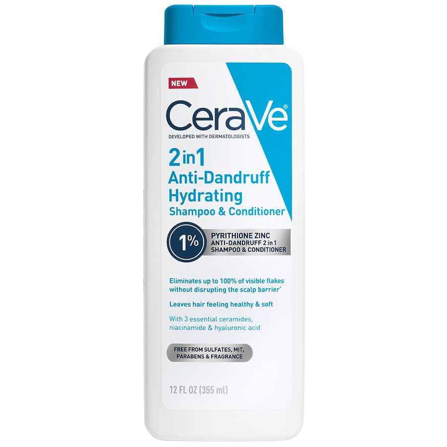 CeraVe Hydrating 2in1 Anti-Dandruff Shampoo + Conditioner, Sulfate & Paraben Free Fragrance Free ...