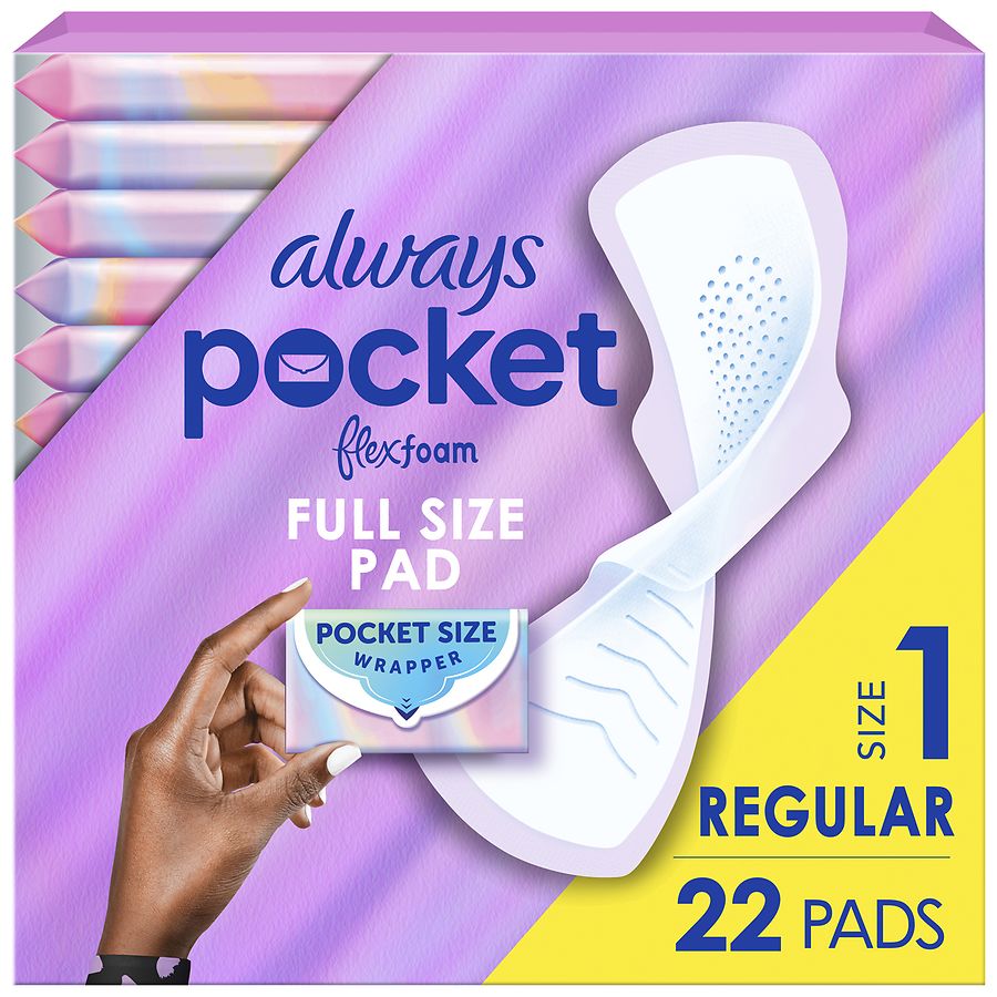 Always Pocket FlexFoam Full-Sized Pads With Wings No Scent, Size 1 ...