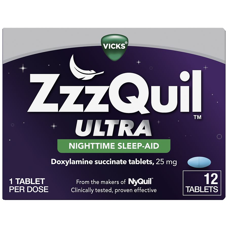 Vicks ZzzQuil Doxylamine Succinate 25 mg, Sleep Aid for Adults, Tablets ...