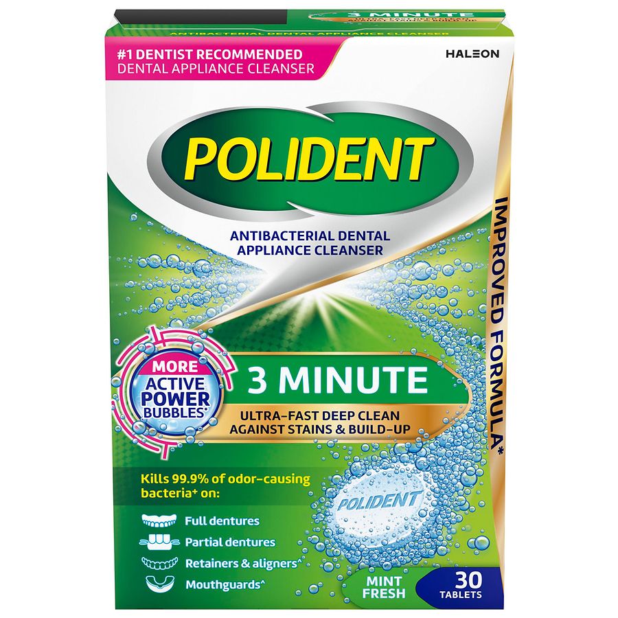 Polident 3 Minute Denture Cleanser Tablets Mint Fresh | Walgreens