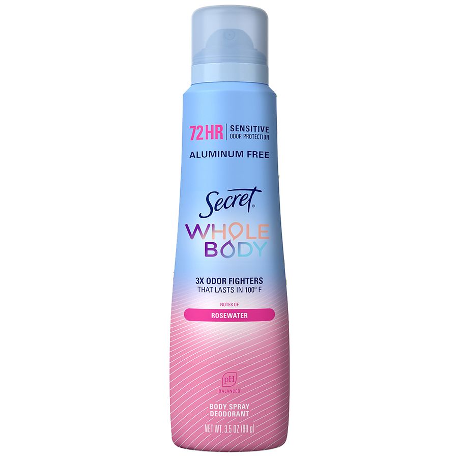 Secret Body Deodorant Spray for Women, Aluminum Free, 72 HR Odor ...