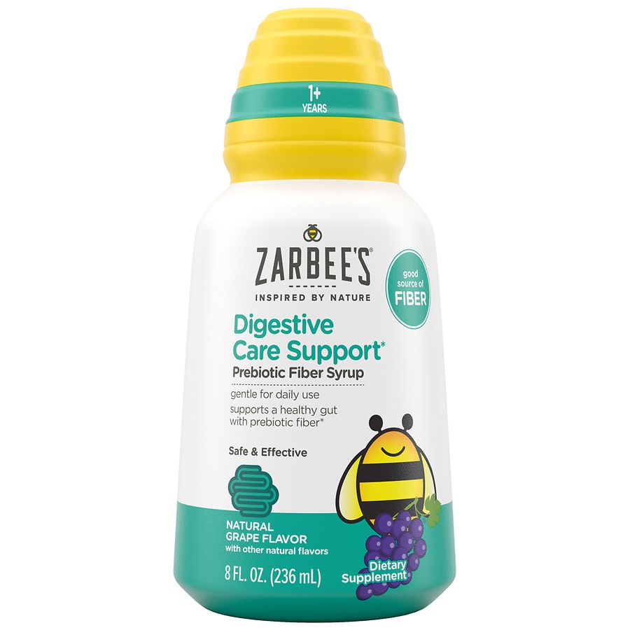 Zarbee's Children's Digestive Care Support Prebiotic Fiber Syrup, Grape ...