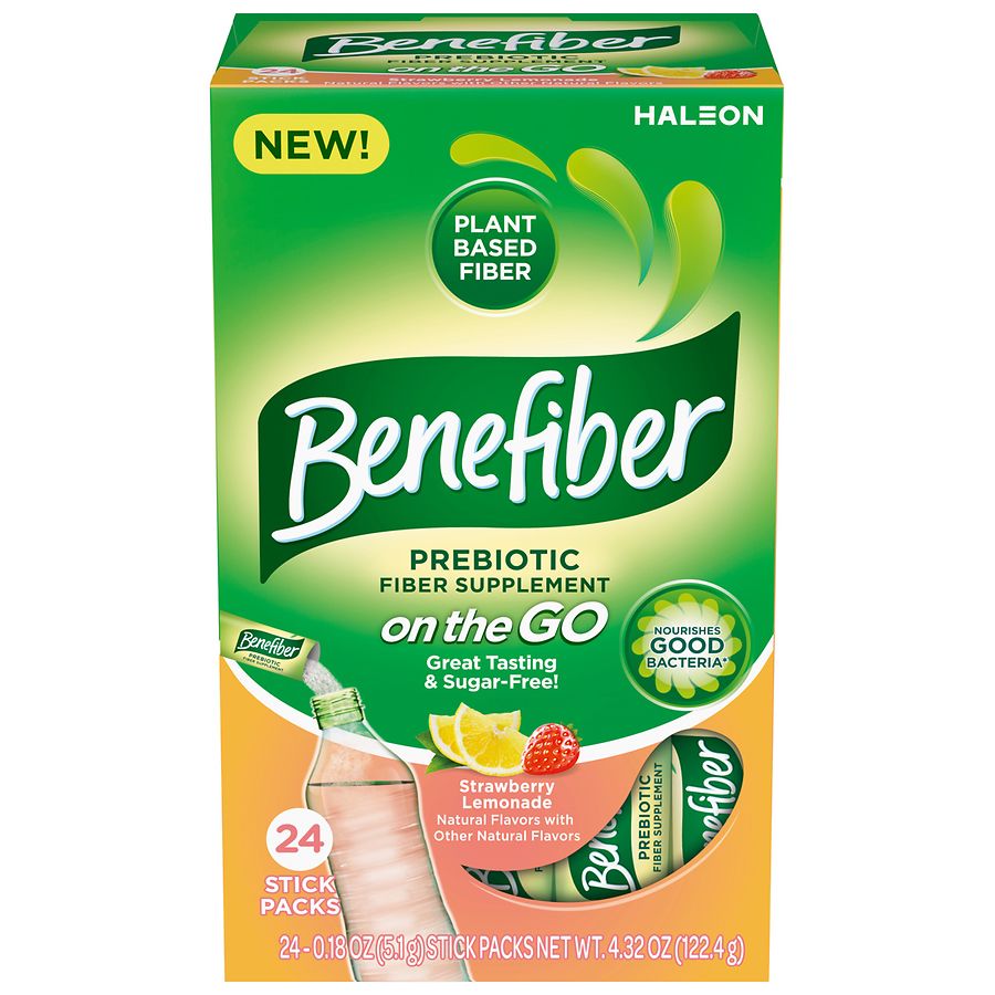 Benefiber On The Go Prebiotic Fiber Supplement Strawberry Lemonade ...