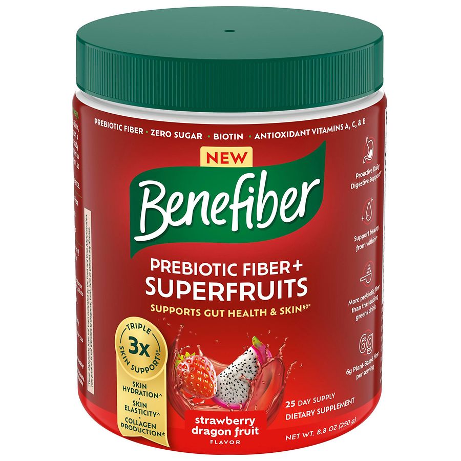 Benefiber Prebiotic Fiber + Superfruits Dietary Supplement Strawberry ...