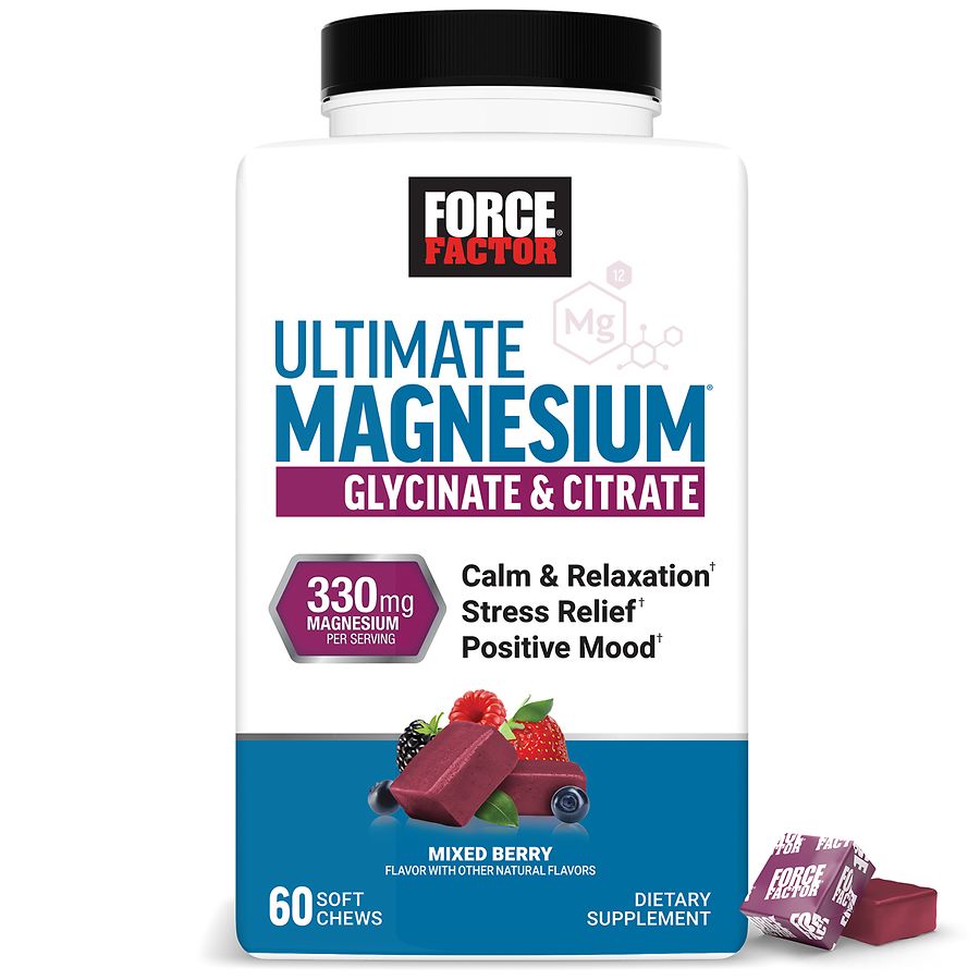 Force Factor Ultimate Magnesium Glycinate & Citrate Soft Chews Mixed Berry | Walgreens