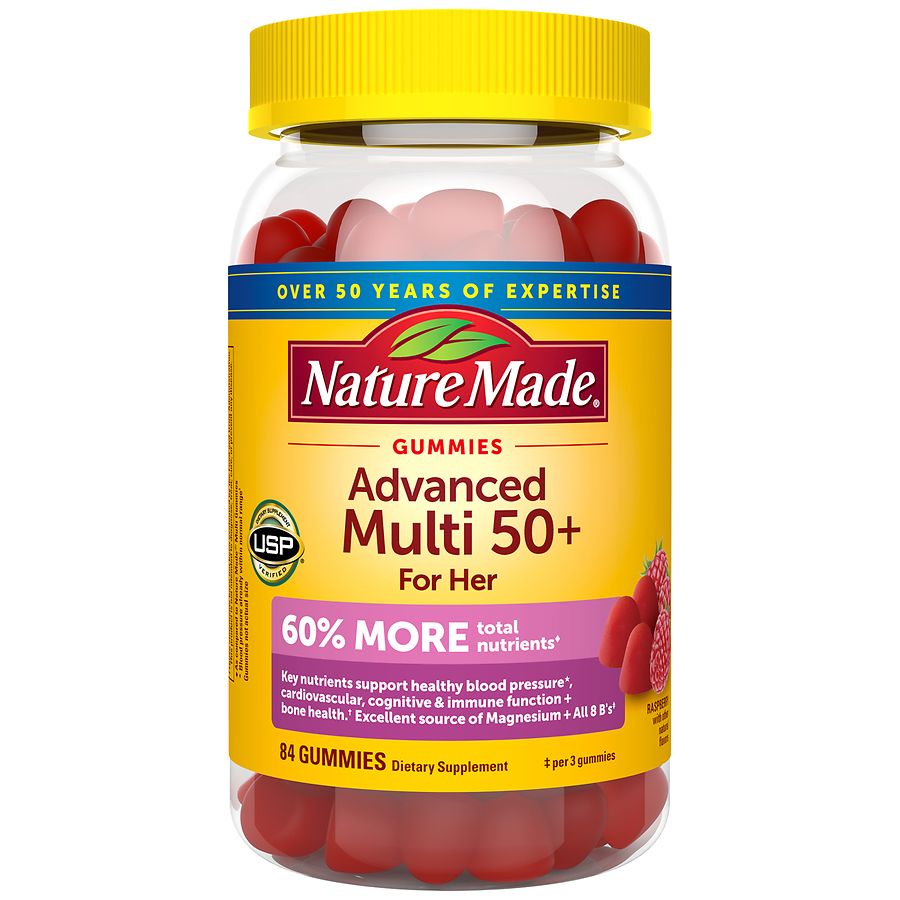 Nature Made Advanced Multivitamin Gummies 50+ For Her Raspberry | Walgreens