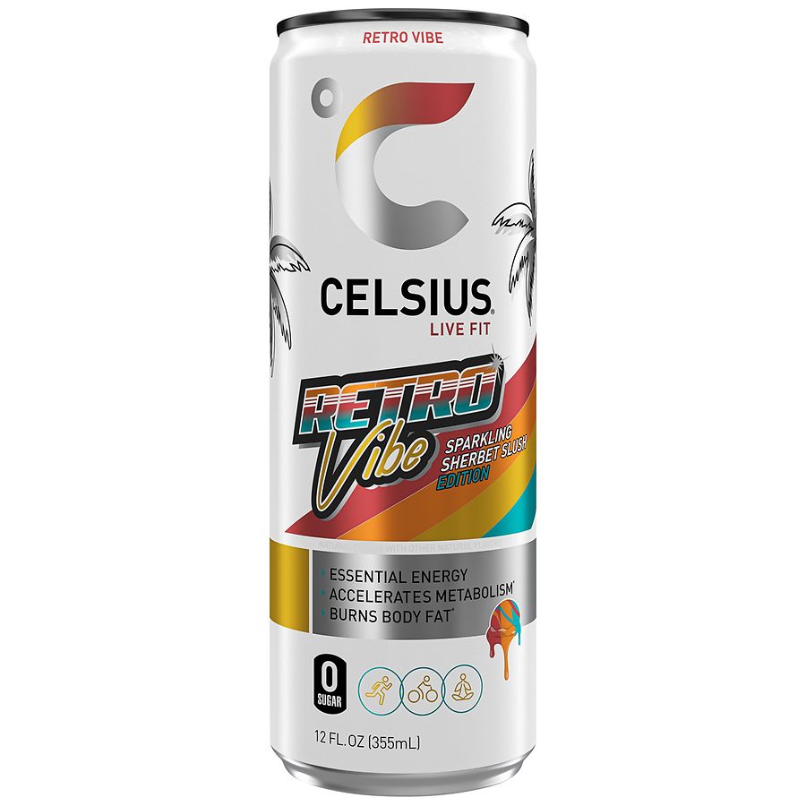 Celsius Energy Drink, Retro Vibe Sparkling Sherbet Slush | Walgreens