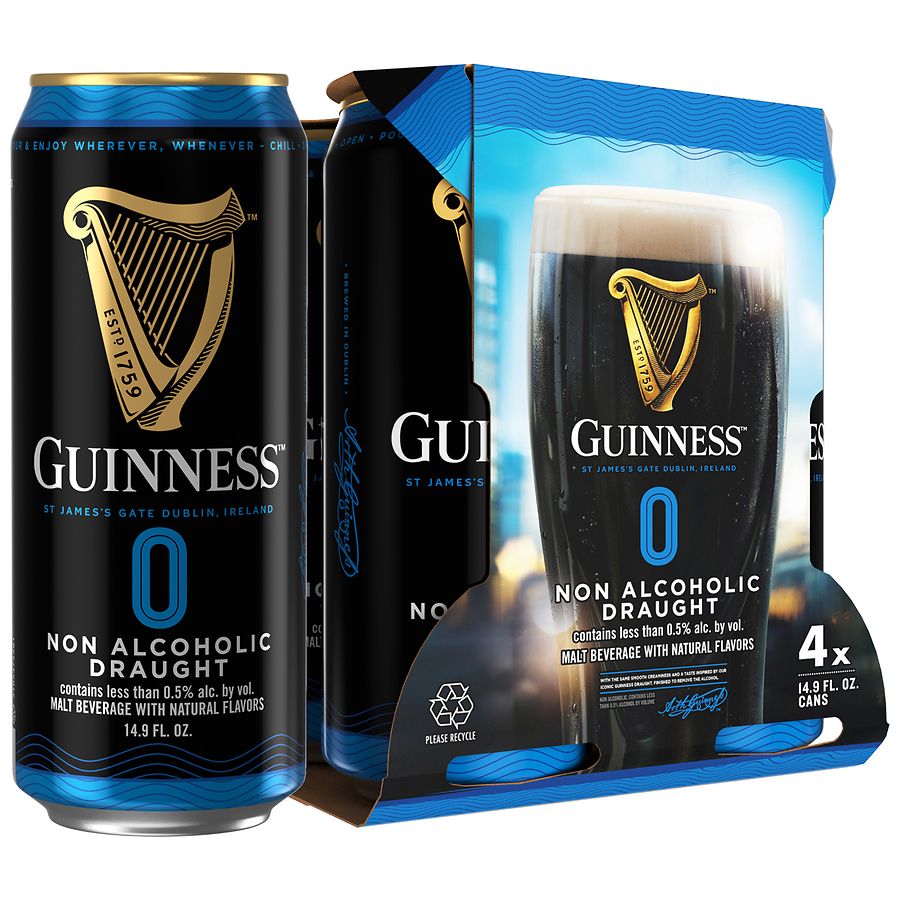 Guinness Draught 0 Non Alcoholic Stout Beer, Cans, .05% ABV | Walgreens