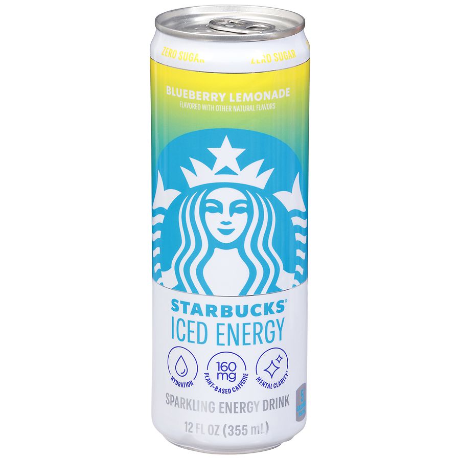 Starbucks Iced Energy Zero Sugar Sparkling Energy Drink Blueberry ...
