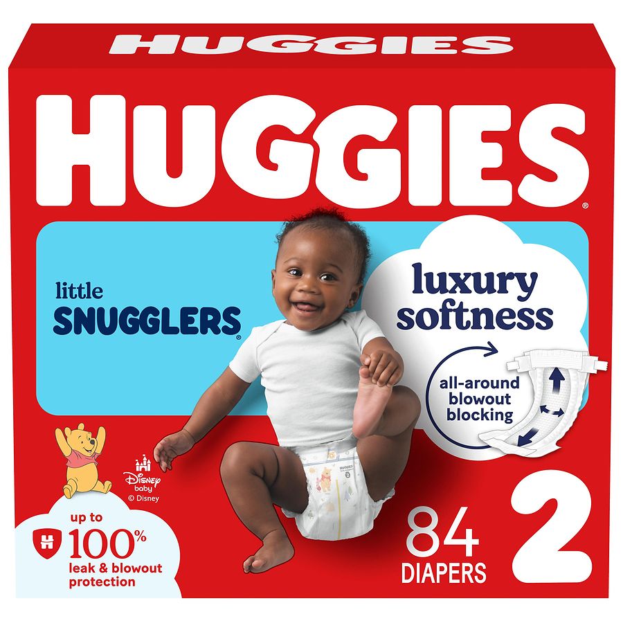 Huggies Little Snugglers Baby Diapers Unscented, Size 2 (12-18 lbs ...