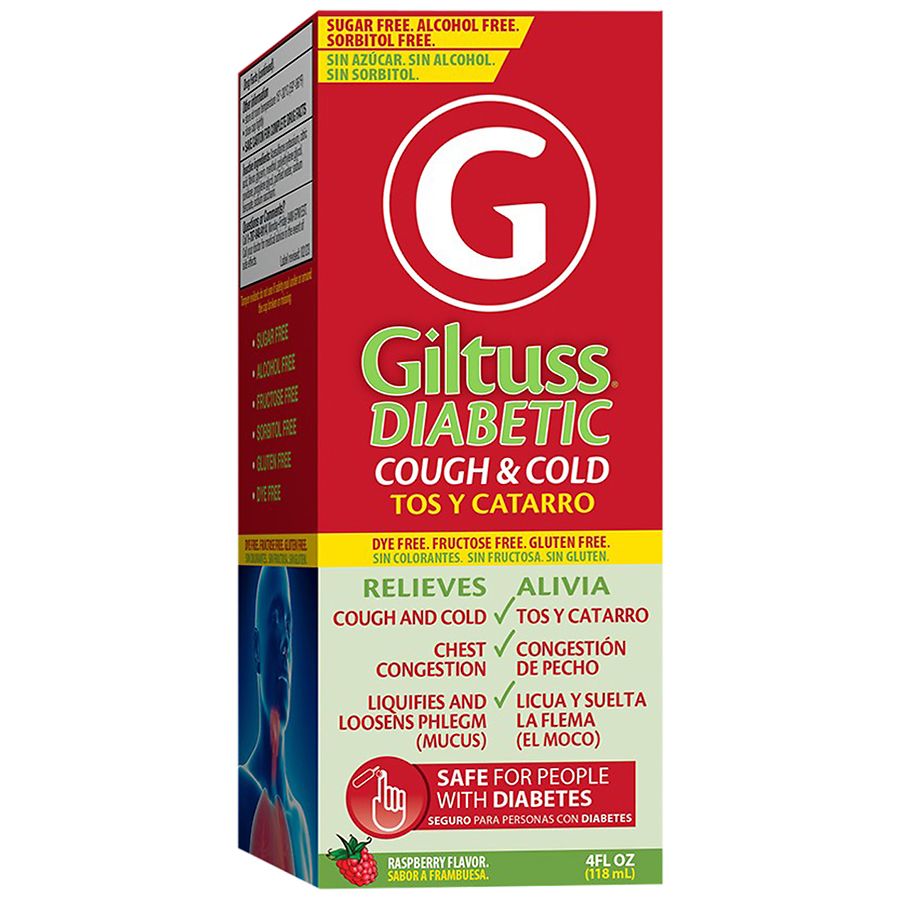 Giltuss Diabetic Cough & Cold Syrup Raspberry | Walgreens