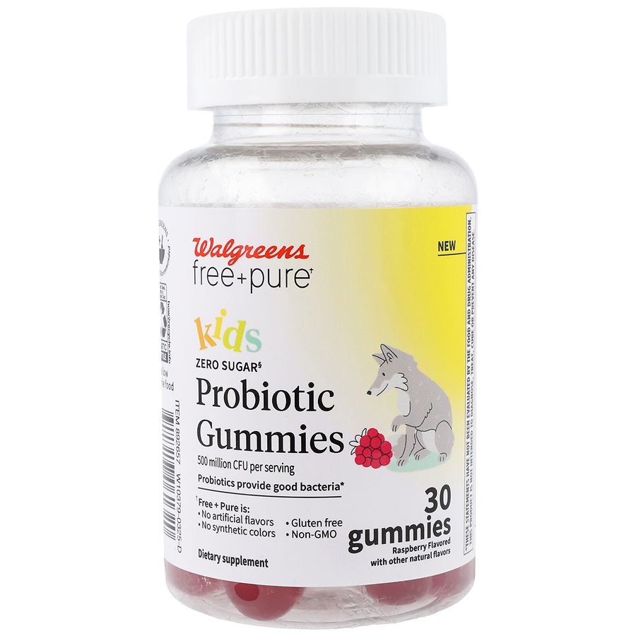 Walgreens Free & Pure Kids Probiotic Gummies Raspberry | Walgreens