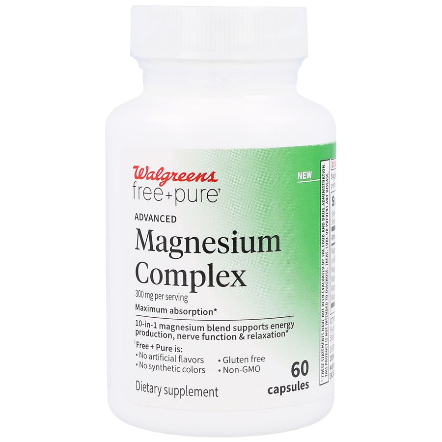 Walgreens Free & Pure Advanced Magnesium Complex 300 mg Capsules ...