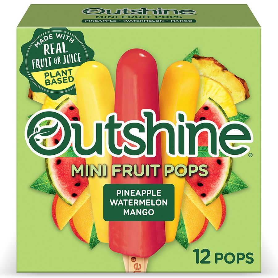 Outshine Mini Fruit Pops Variety Pack Pineapple, Watermelon & Mango ...