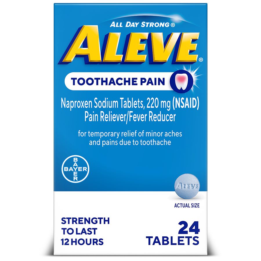 Aleve Toothache Pain Releif, Naproxen Sodium 220mg, NSAID Tablets ...