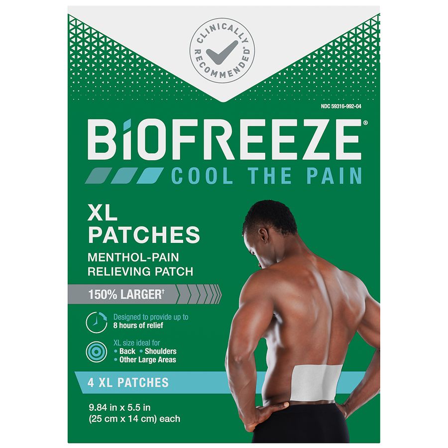 BIOFREEZE Menthol Pain Relief Patches for Lower Back, Neck, Knee ...