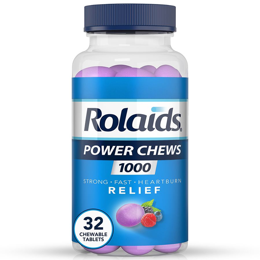 Rolaids Power Chew 1000 Antacid Heartburn Relief Tablets Assorted Berry ...