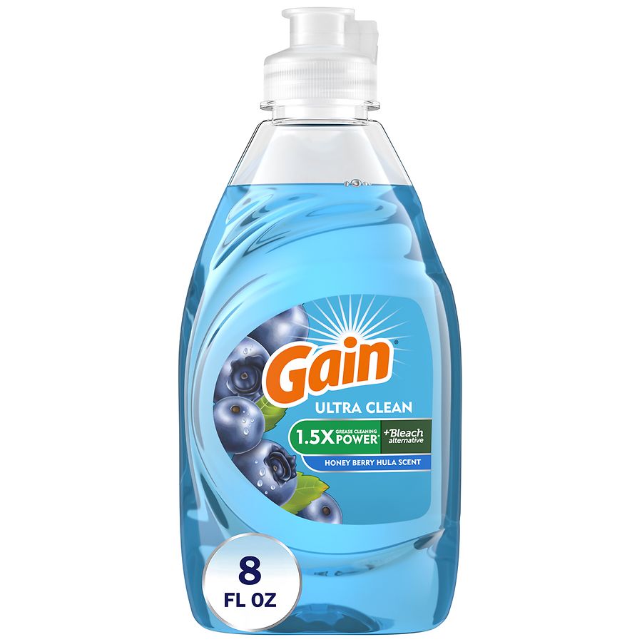 Gain Ultra + Bleach Alternative Dish Soap, Liquid Honey Berry Hula ...