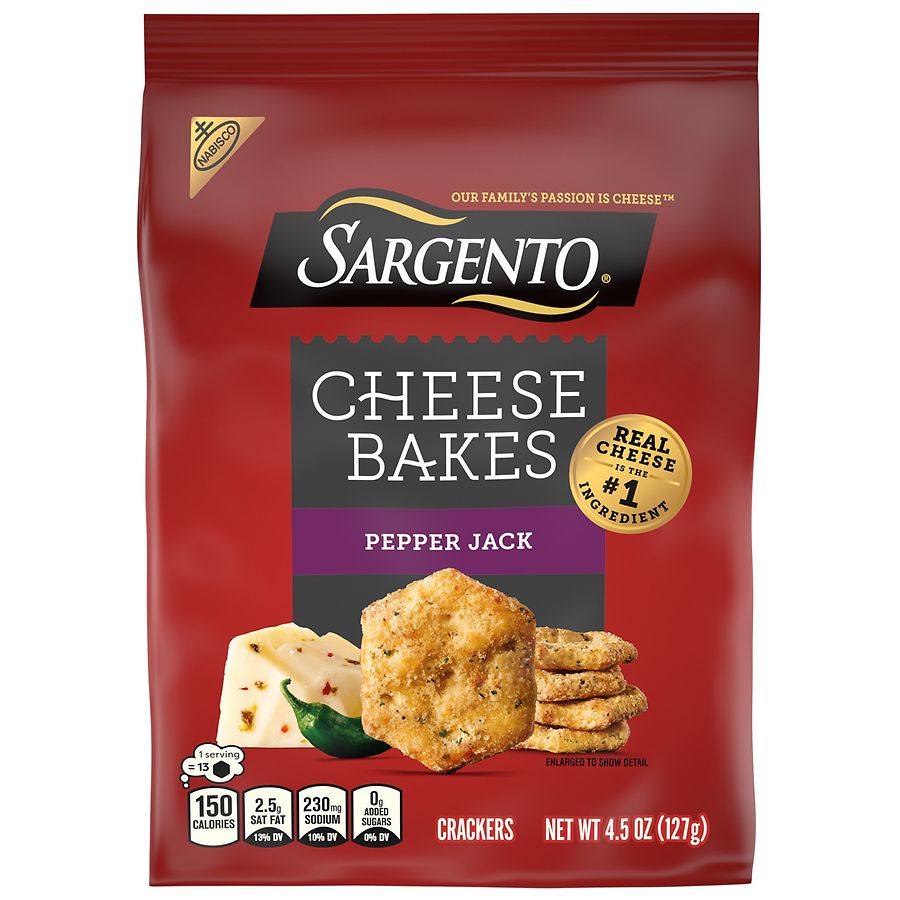 Sargento Cheese Bakes Pepper Jack Crackers, Lunch Snacks | Walgreens