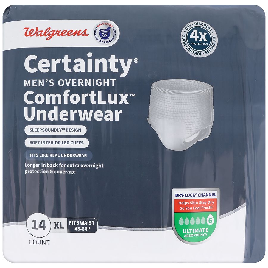 Walgreens Certainty Men's Overnight ComfortLux Underwear Ultimate ...
