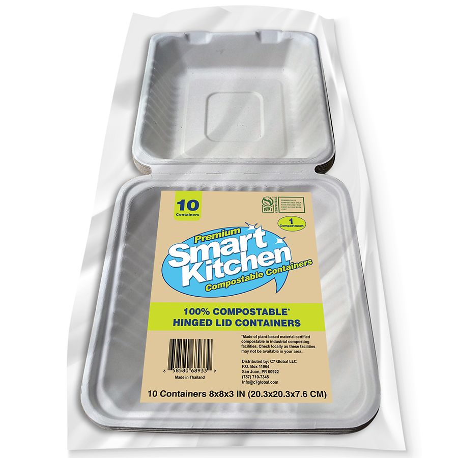 Smart Kitchen Compostable Clamshell Containers 8x8 | Walgreens