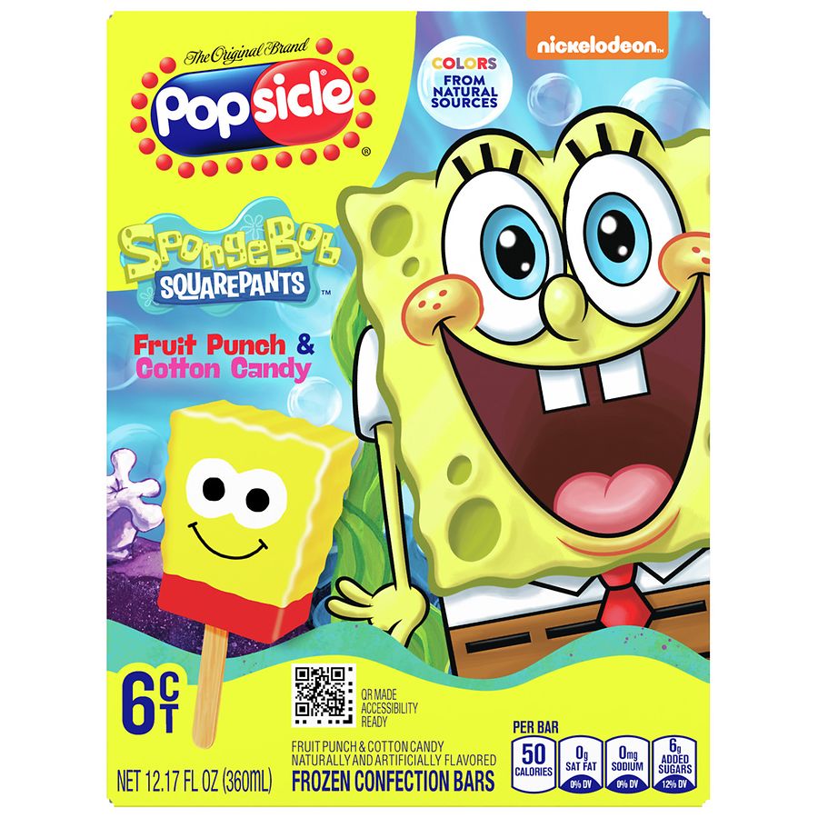 Popsicle SpongeBob SquarePants Frozen Confection Bars Fruit Punch ...