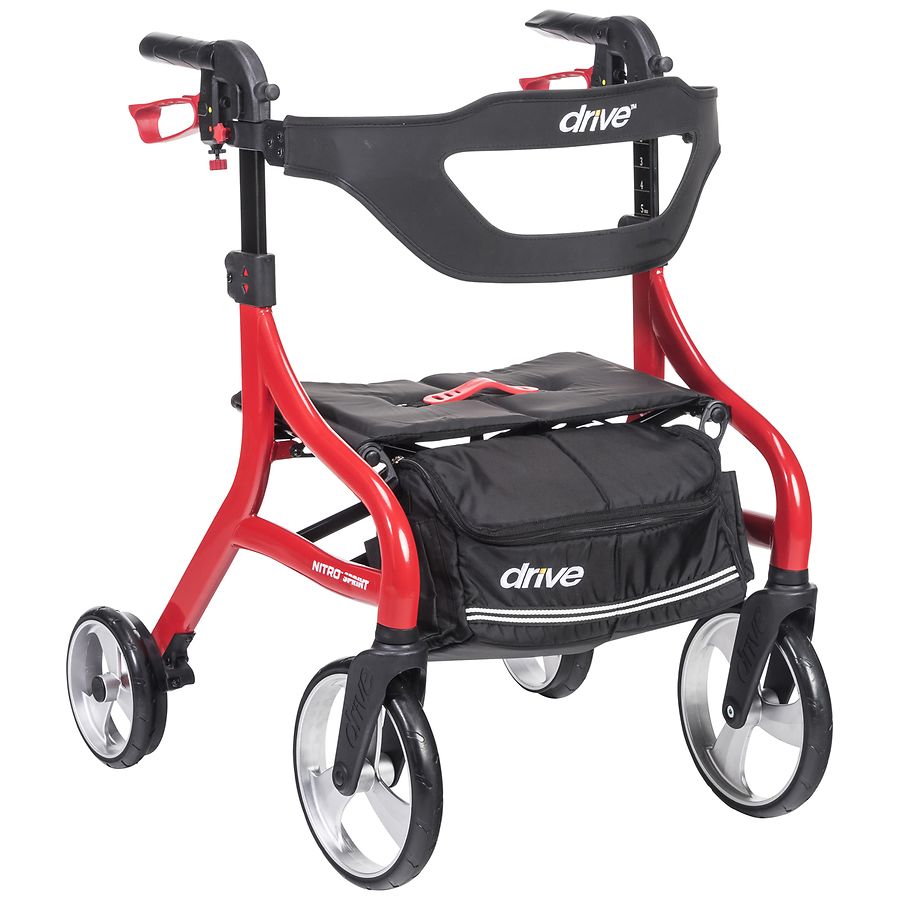 Drive Medical Nitro Rollator Hemi Height Walker Red | Walgreens