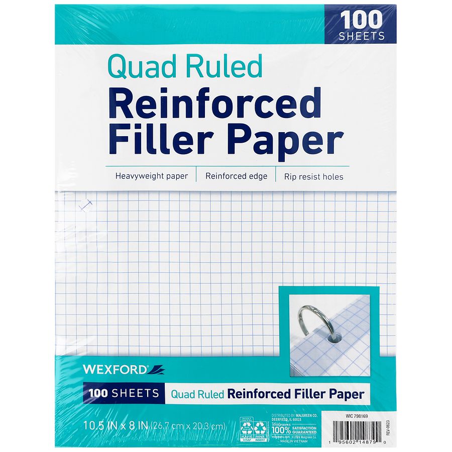 Wexford Quad Ruled Reinforced Filler Paper | Walgreens